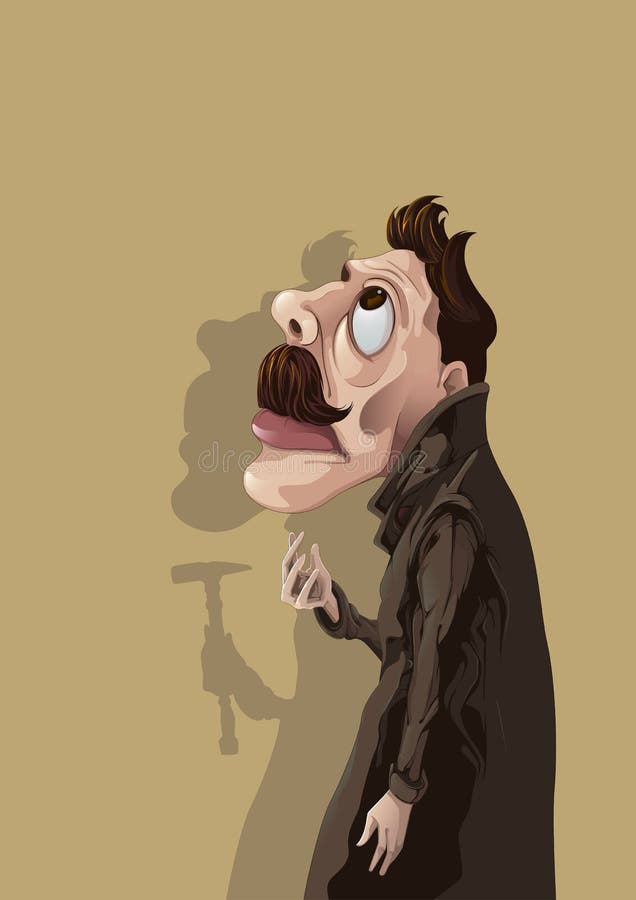 Friedrich Nietzsche Portrait In Line Art Illustration. Stock Vector ...