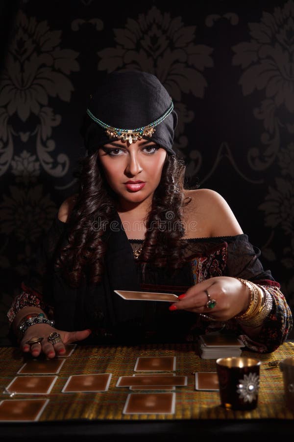 Prophetess Woman with Cards Stock Image - Image of head, forecast: 49372453