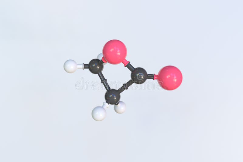 Propiolactone Molecule Made with Balls, Isolated Molecular Model. 3D ...