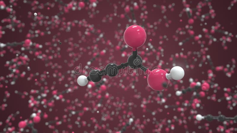 Propiolic Acid Molecule, Isolated Molecular Model. Looping 3D Animation ...