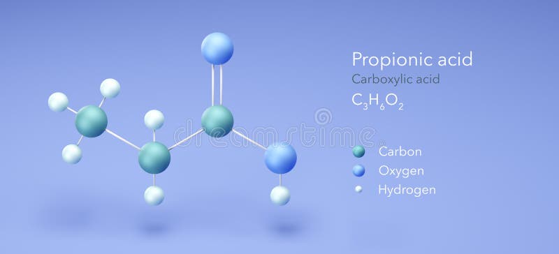 Propionic Acid, Carboxylic Acid, Molecular Structures, 3d Model ...