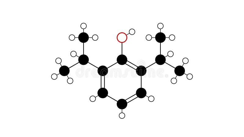 Propofol Molecule, Structural Chemical Formula, Ball-and-stick Model ...