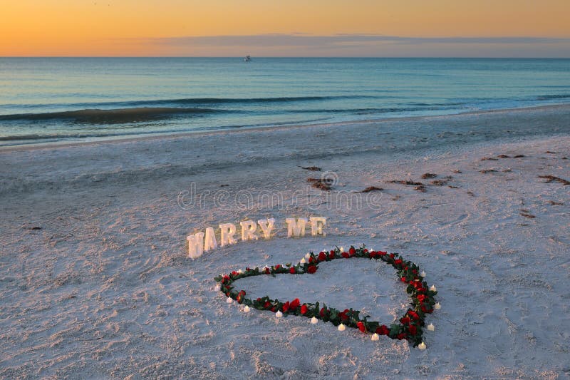 Proposal on the Beach stock image. Image of marryme - 357357439
