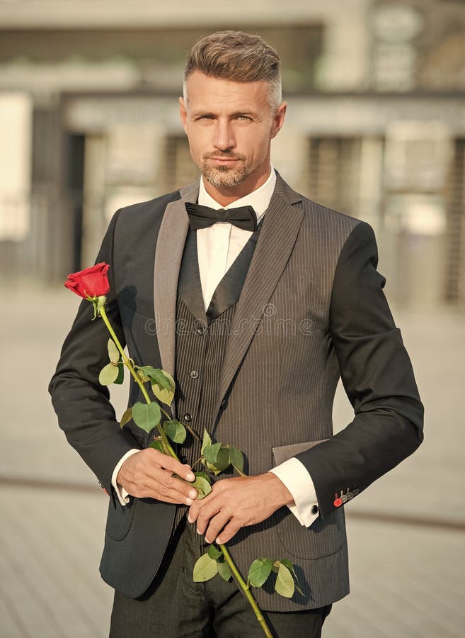 Proposal Concept. Black Tuxedo Man Prepare for Proposal Stock Image ...