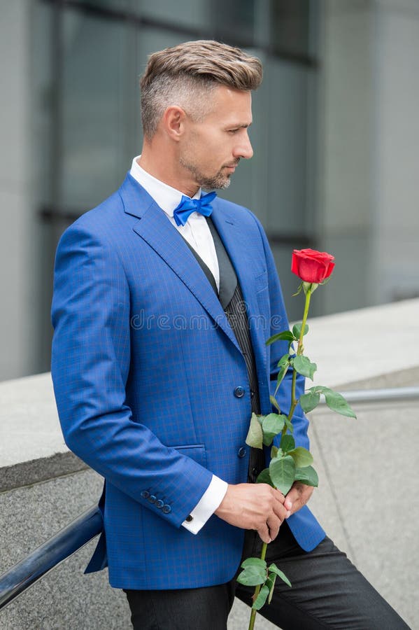 Proposal Concept. Handsome Tuxedo Man Preparing for a Proposal Stock ...