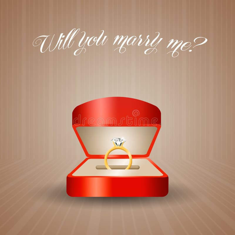 Proposal with Engagement Ring Stock Illustration - Illustration of ...