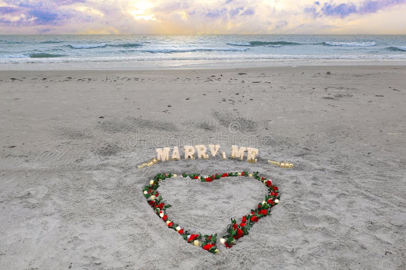 Proposal Marry Me Beach stock photo. Image of capture - 357357464