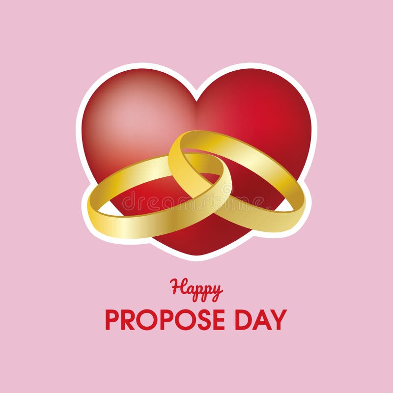 Happy Propose Day Poster with Two Golden Connected Rings Vector Stock ...