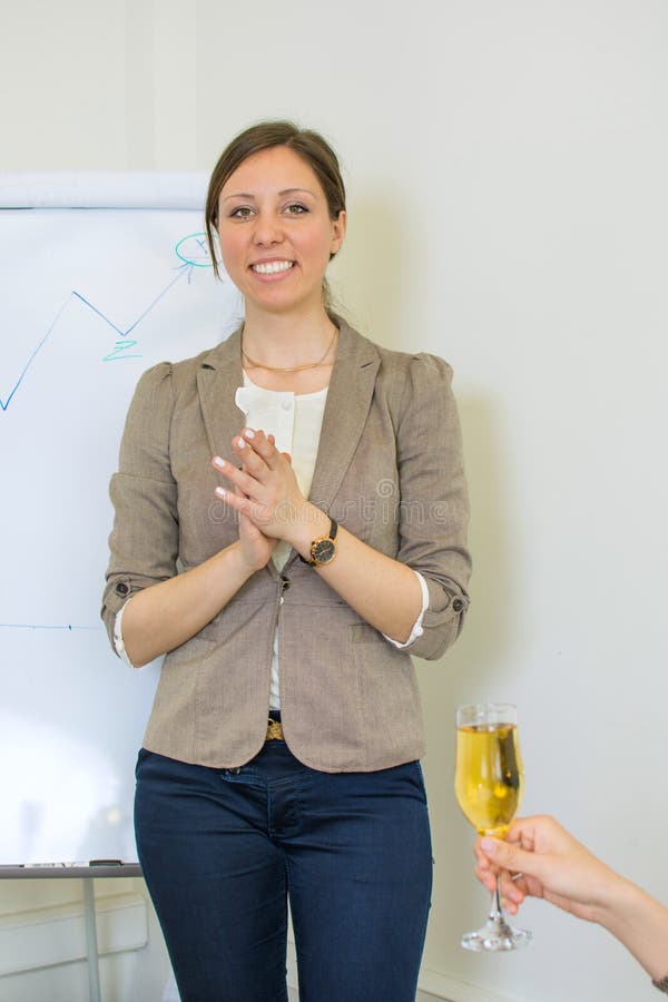 Celebrating with a Toast at Work Stock Image - Image of partnership ...