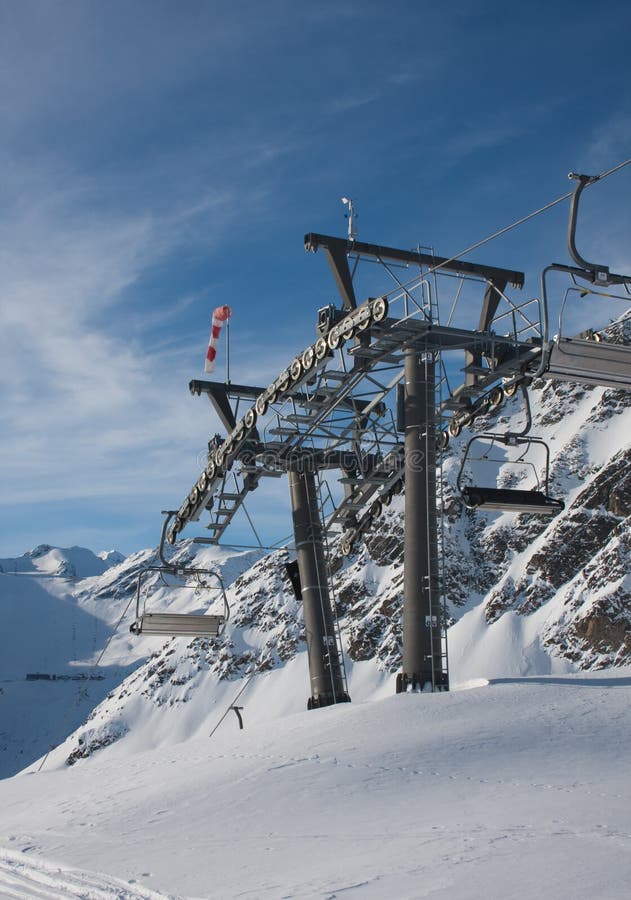 Props Ski Lifts. Solden. Austria Stock Image - Image of peace, lift ...