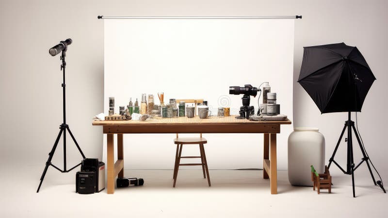 Props studio table stock illustration. Illustration of camera - 336043846