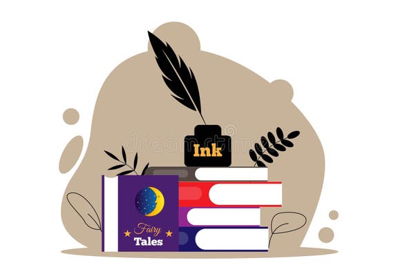 Props for Writing a Book Ink and Quill on Stack of Books Stock ...