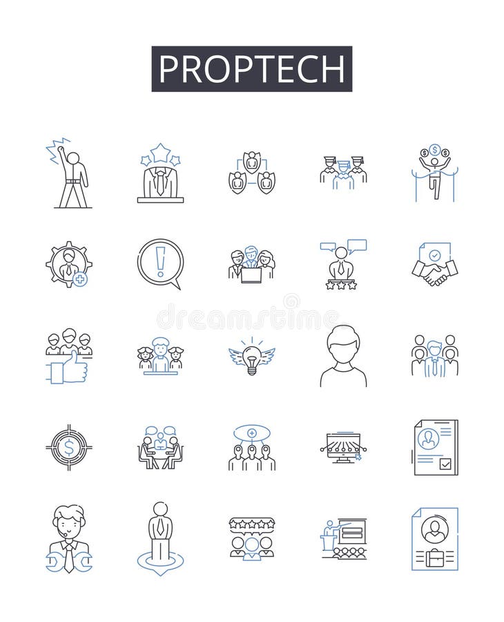 Proptech Line Icons Collection. Property Technology, Real Estate Tech ...