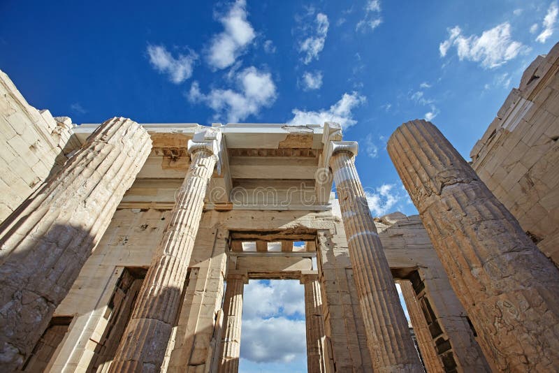 Propylaea in Acropolis, Athens,Greece. Stock Photo - Image of ...