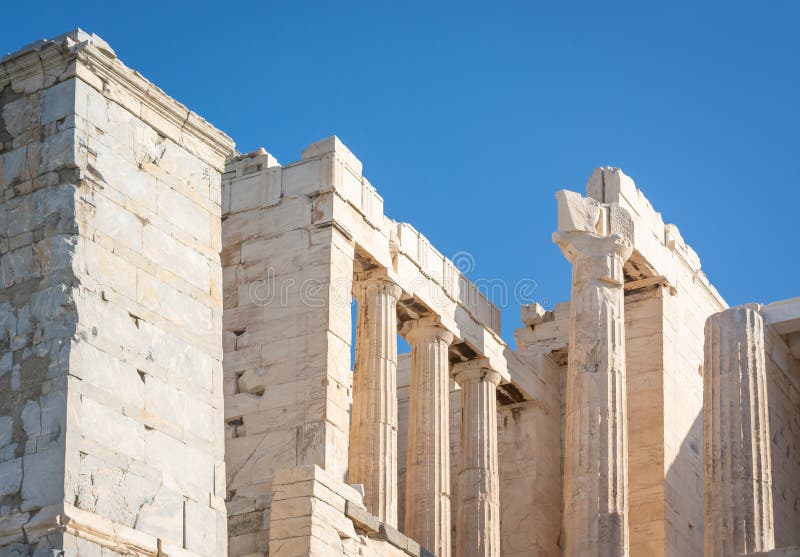 The Propylaea on the Acropolis, View from Below, Athens, Greece Stock ...