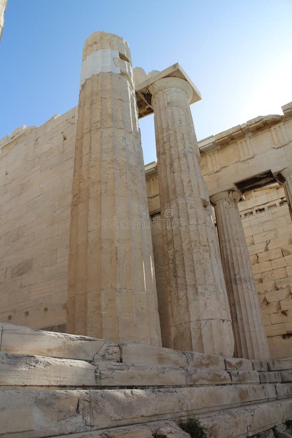 The Propylaea on the Acropolis, View from Below, Athens, Greece Stock ...