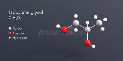 Propylene Glycol Molecule 3d Rendering, Flat Molecular Structure with ...