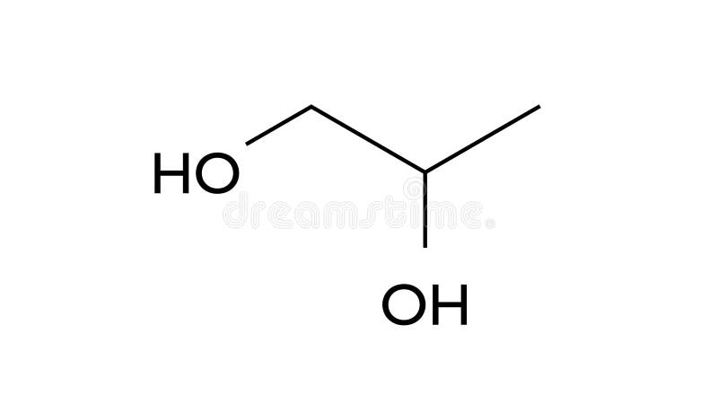 Propylene Glycol Molecule, Structural Chemical Formula, Ball-and-stick ...