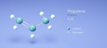 Propylene, Propene, Colorless Gas, Molecular Structures, 3d Rendering ...