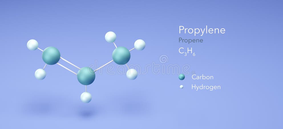 Propylene, Propene, Colorless Gas, Molecular Structures, 3d Rendering ...