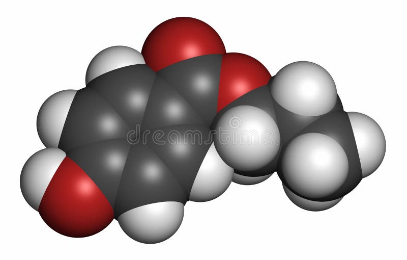 Propylparaben Preservative Molecule (paraben Class). 3D Rendering Stock ...
