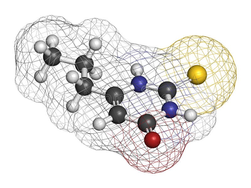 Propylthiouracil PTU Hyperthyroidism Drug Molecule. Stock Illustration ...