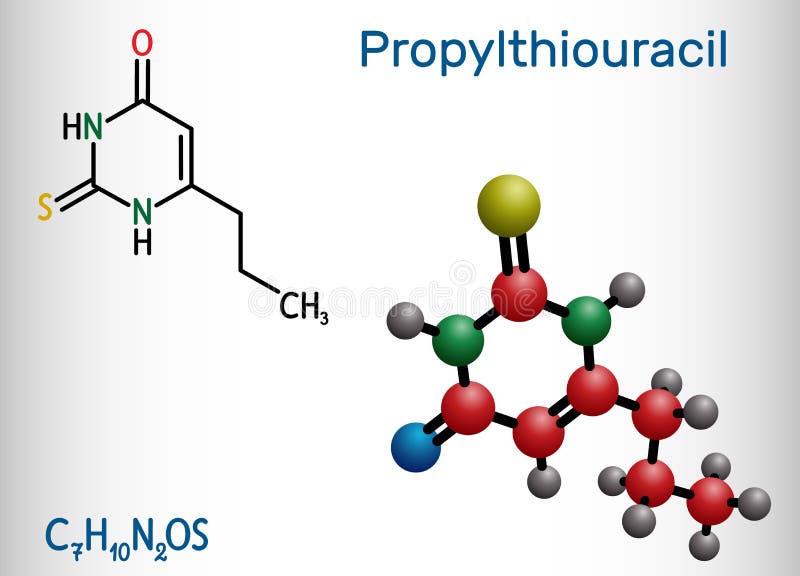 Propylthiouracil PTU Hyperthyroidism Drug Molecule. Stock Illustration ...