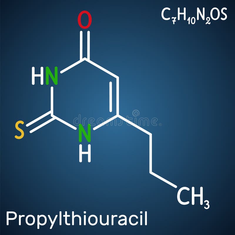 Propylthiouracil PTU Hyperthyroidism Drug Molecule. Stock Illustration ...