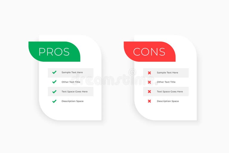 Pros and Cons Compare List Design Stock Vector - Illustration of check ...