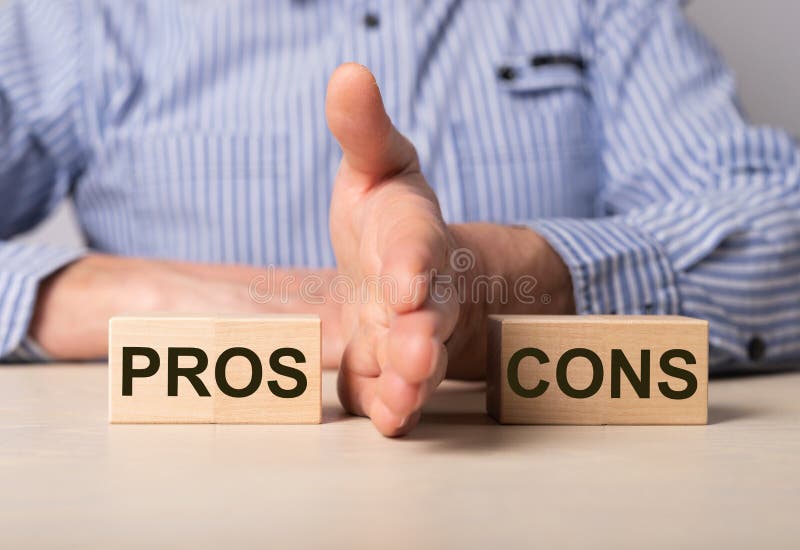 Pros and Cons Comparison Concept. Business Pluses Vs Against Minuses ... Pros and Cons Comparison Concept. Business Pluses Vs Against Minuses ...