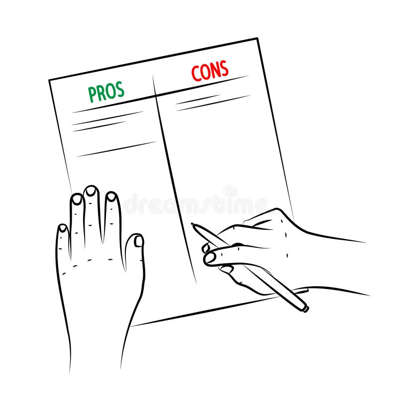 Pros and Cons Concept of Decision Making Process. Listing Positive and ...