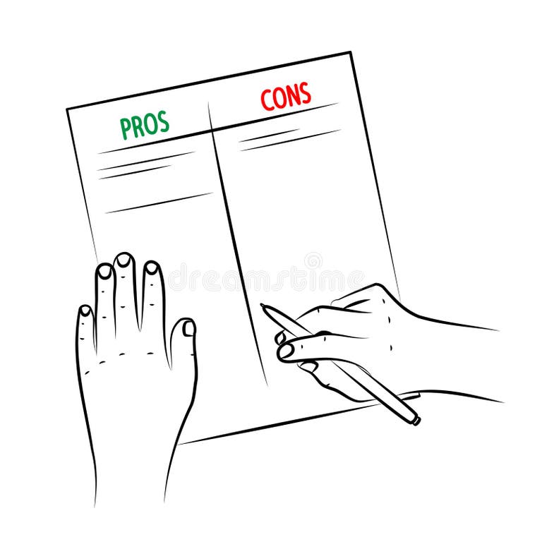 Pros and Cons Concept of Decision Making Process. Listing Positive and ...