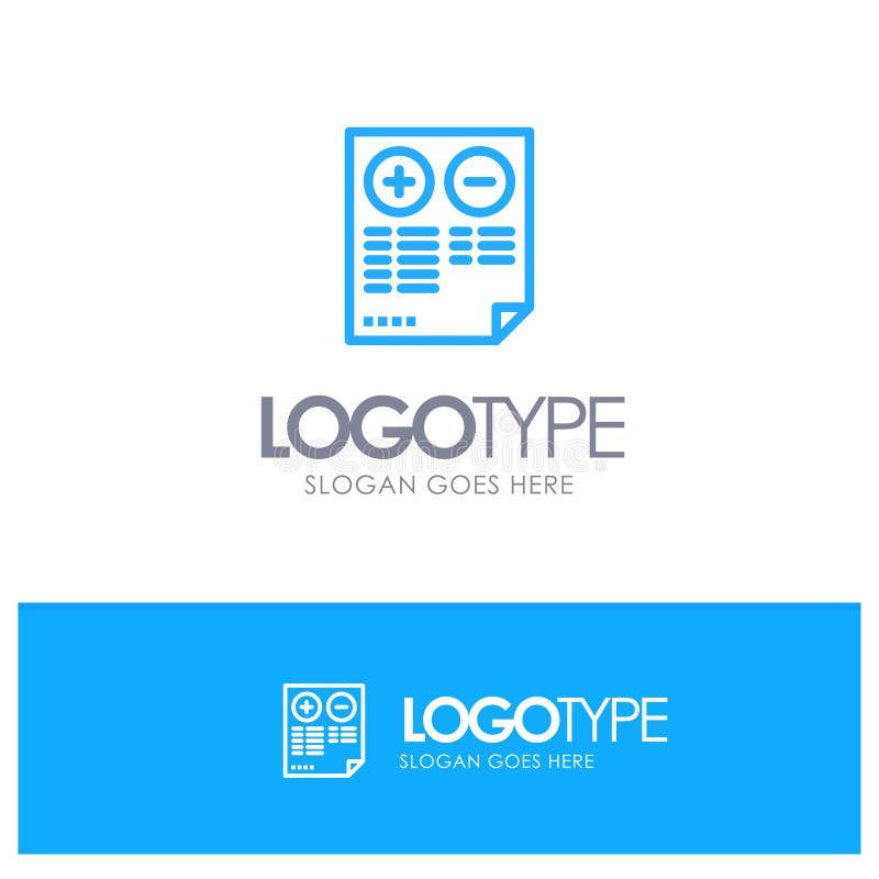 Pros, Cons, Document, Plus, Minus Blue Logo Line Style Stock Vector ...