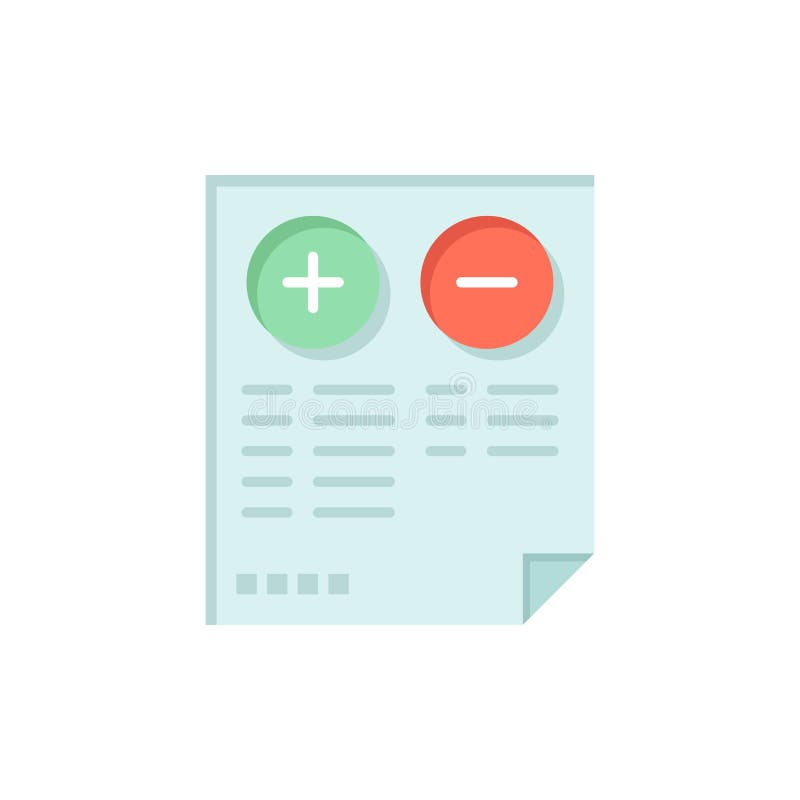 Pros, Cons, Document, Plus, Minus Flat Color Icon. Vector Icon Banner ...