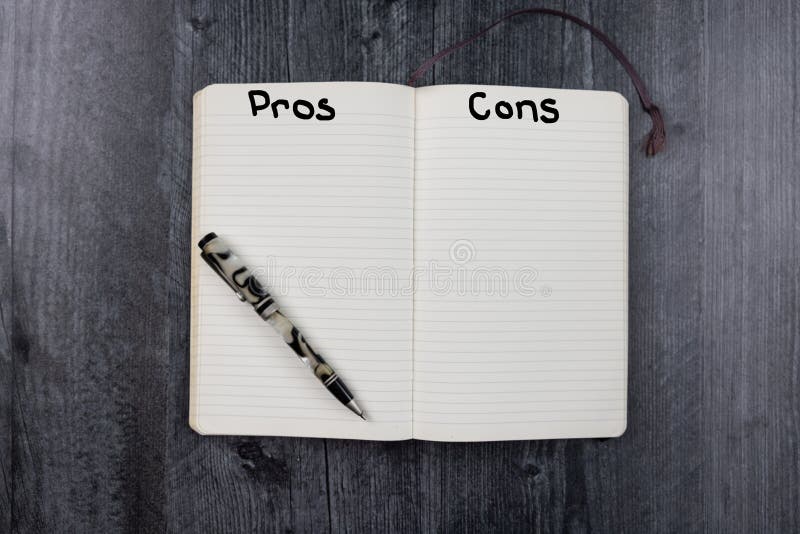 Pros and Cons Hand Written on Lined Note Book with Pen Stock Photo ...