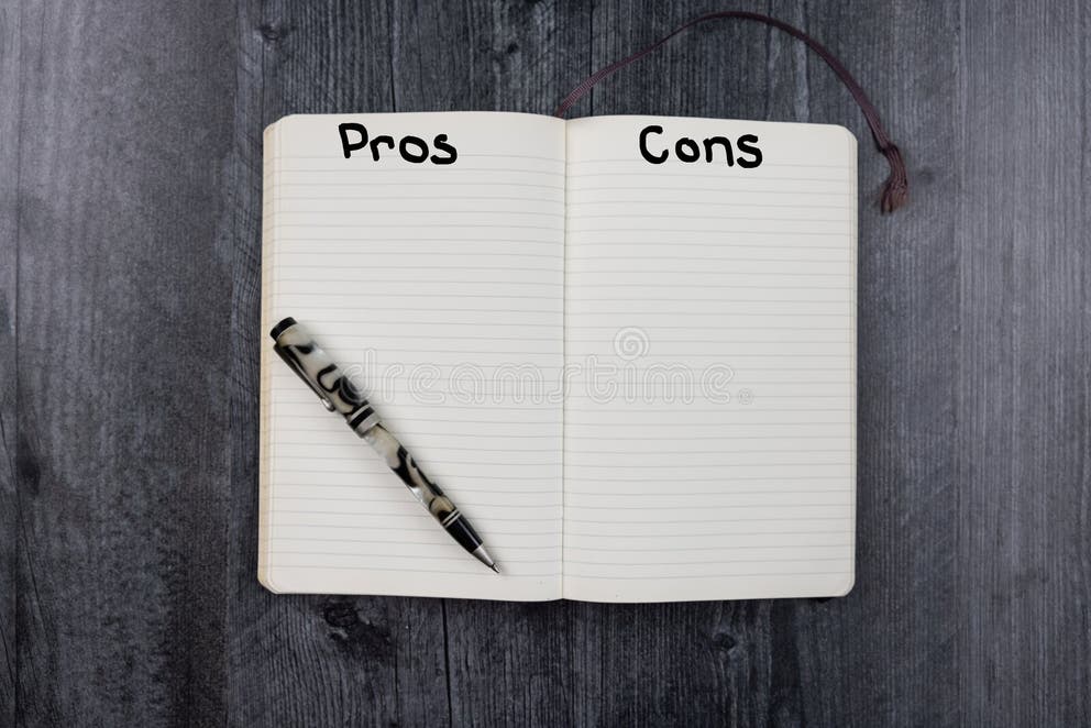Pros and Cons Hand Written on Lined Note Book with Pen Stock Photo ...