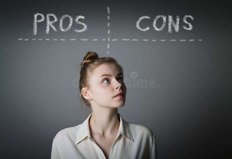 Pros and cons. Hesitation. stock photo. Image of problem - 58989168