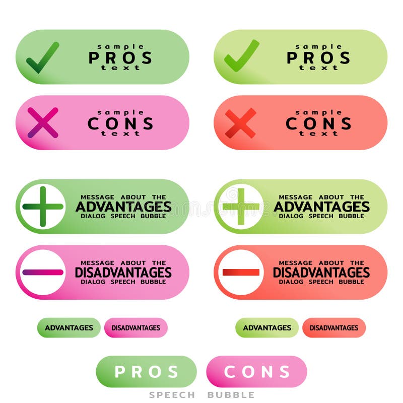 Pros Cons Message Windows. Correct Wrong. Design Template for ...