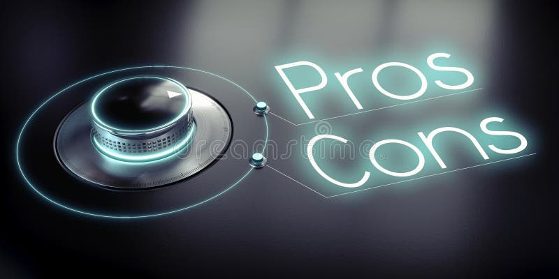Pros, Cons - Rotary Knob and Glowing Words Stock Illustration ...