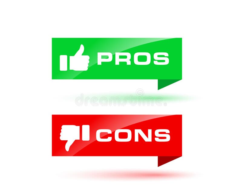 Pros and Cons Sign Badge with Shadow Effect Stock Vector - Illustration ...