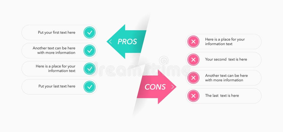 Modern Pros and Cons Diagram with Place for Your Content Stock Vector ...