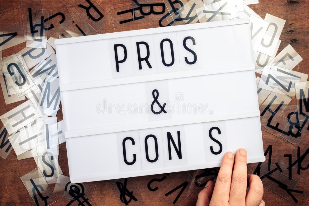 Pros and Cons Text on Lightbox Stock Image - Image of insert, quality ...