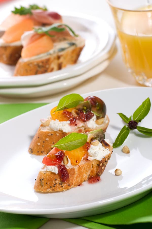 Prosciutto and Blue Cheese Canapes Stock Image - Image of hungry ...