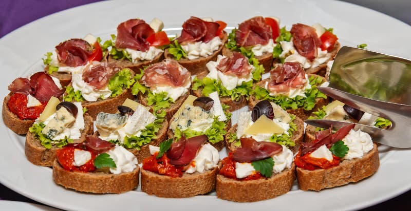 Prosciutto canape stock photo. Image of appetizer, arrangement - 66107862