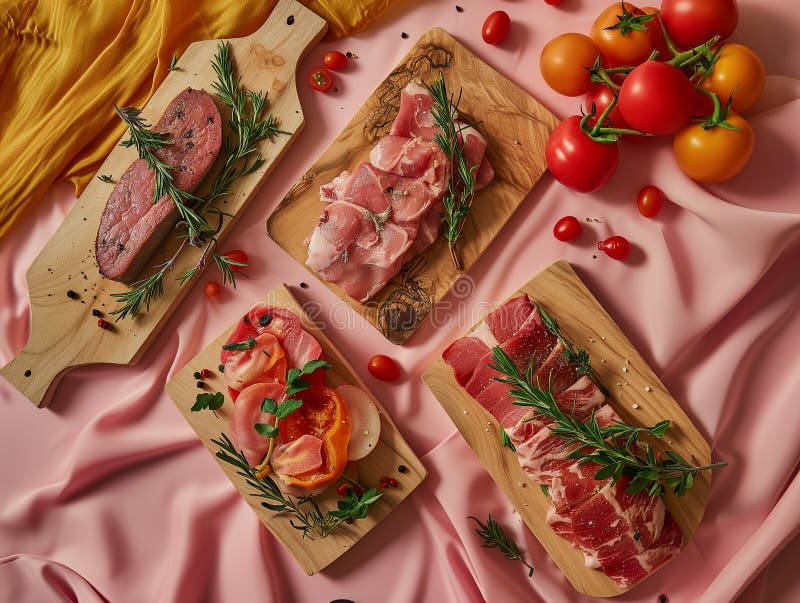 Prosciutto and Parma Ham Close Up on the Table. Stock Illustration ...