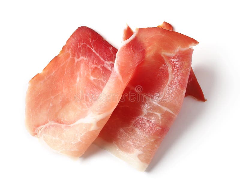 Prosciutto Slice on Slate Backgground Stock Photo - Image of delicious ...