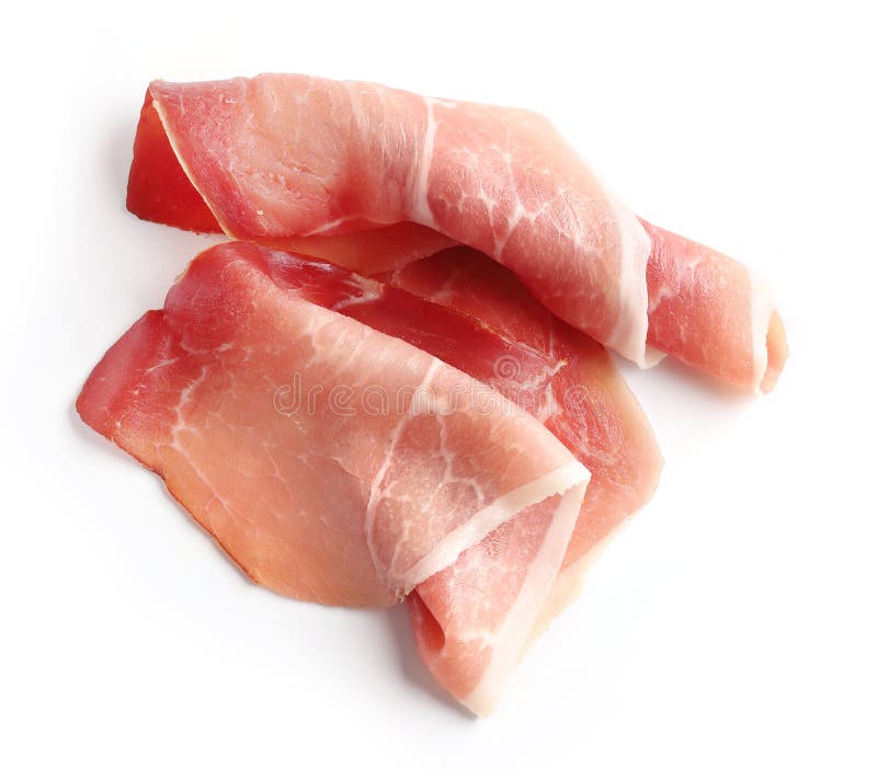 Prosciutto Slice on Slate Backgground Stock Photo - Image of delicious ...