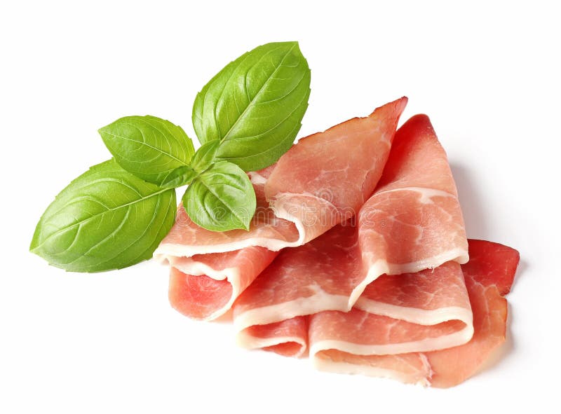 Prosciutto Slice on Slate Backgground Stock Photo - Image of delicious ...