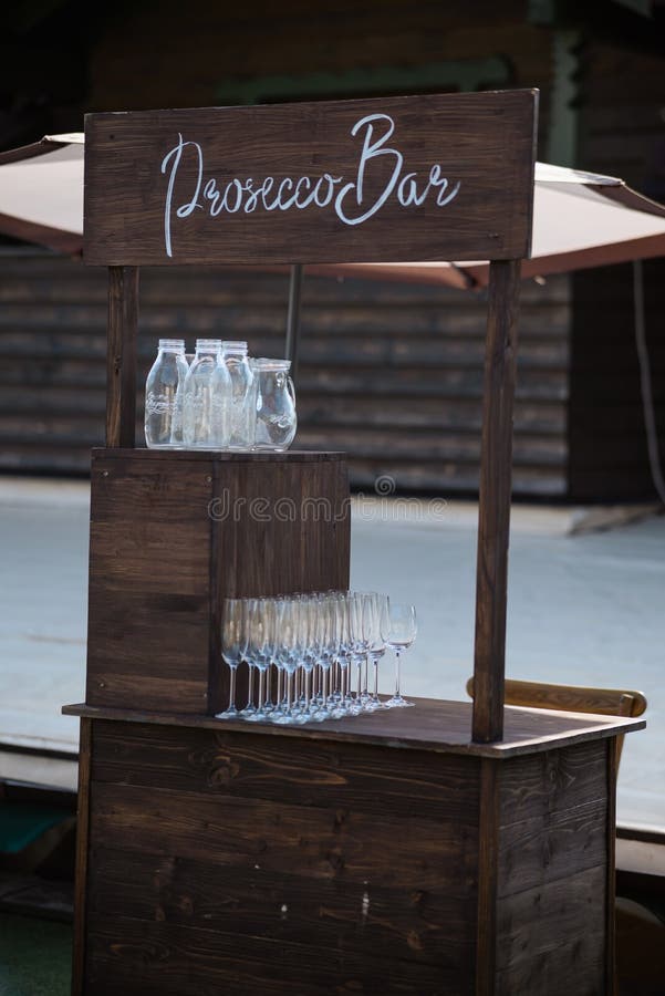 Prosecco Bar with Glass Drinking Glasses Stock Photo - Image of fashion ...