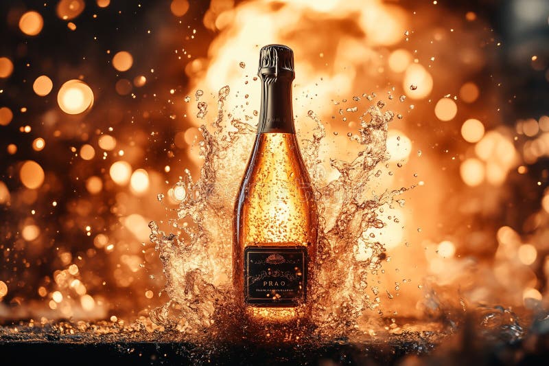 A Prosecco Bottle Explodes, Sending Sparkling Liquid and Droplets into ...
